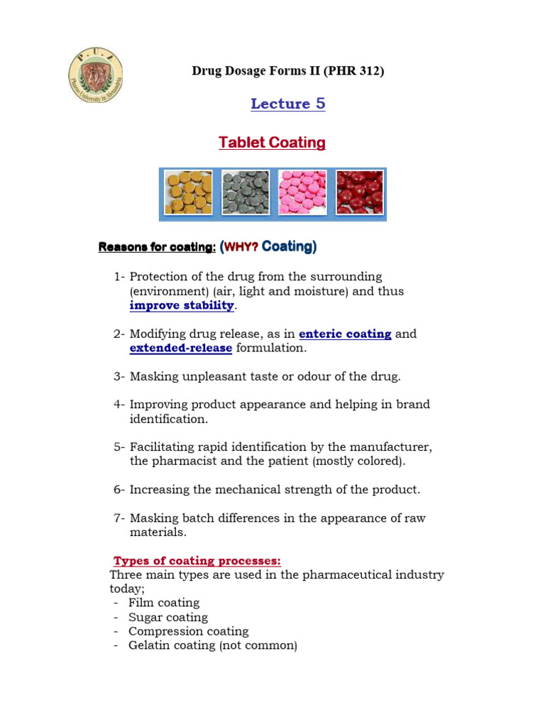 Microsoft Word - Lect 5 DDF II 09-10 | PDF | Tablet (Pharmacy) | Pharmaceutical Formulation