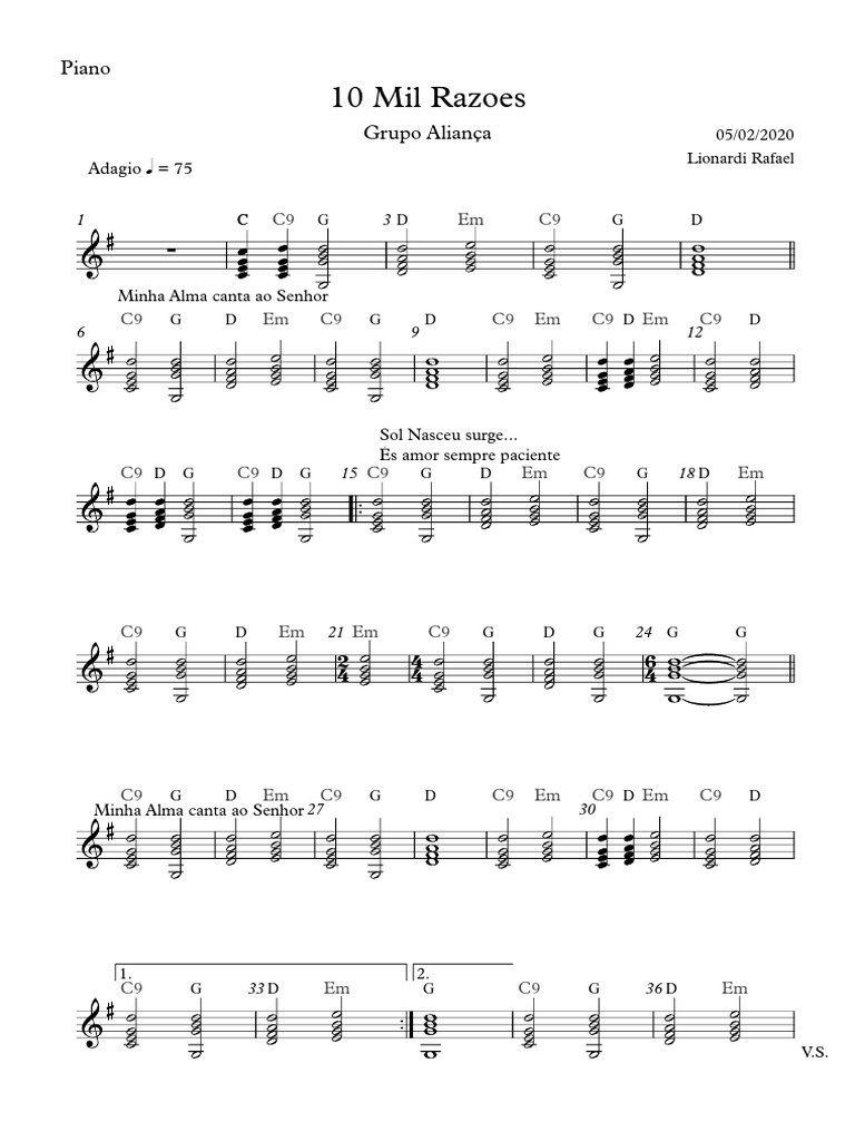 10 000 Razoes - Piano | PDF