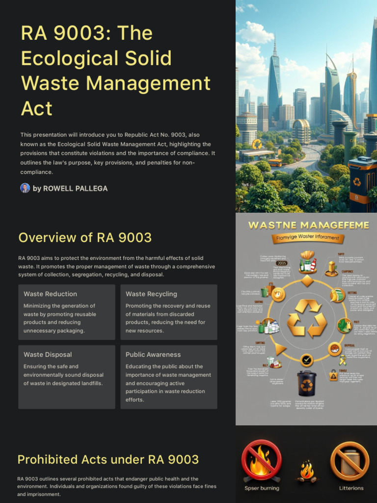 RA 9003 The Ecological Solid Waste Management Act | PDF | Waste | Waste ...