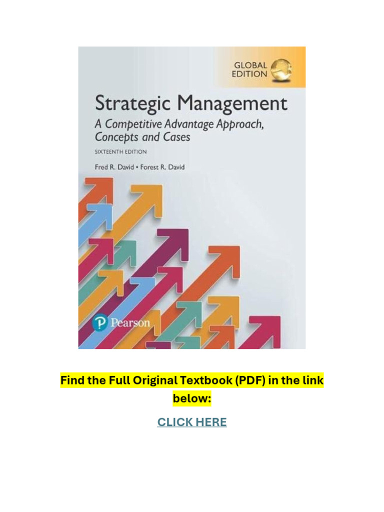 Strategic Management A Competitive Advantage Approach, Concepts and Cases 16th Edition TEXTBOOK ...