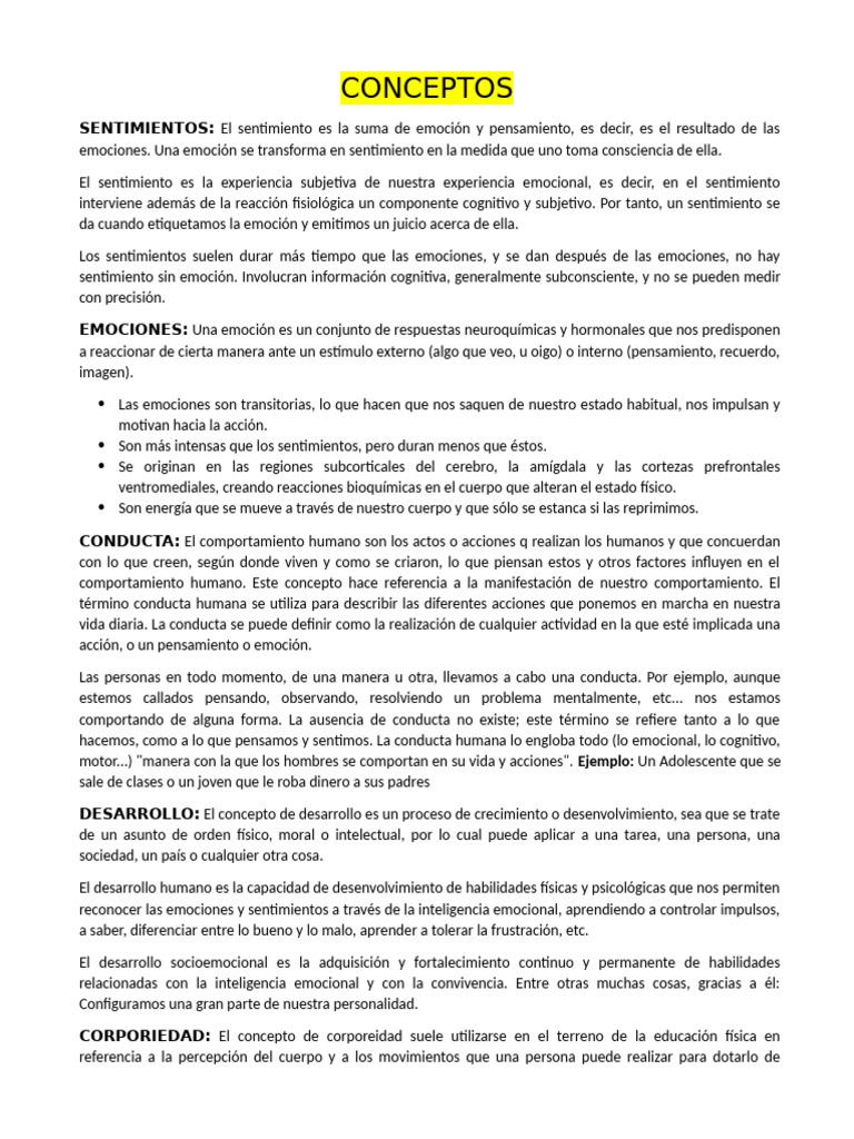 Conceptos Introductorios | PDF | Las emociones | Pensamiento