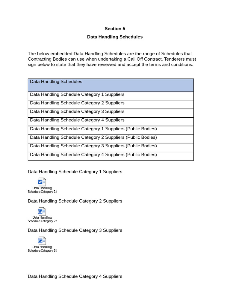 Data Handling Schedules for Suppliers | PDF