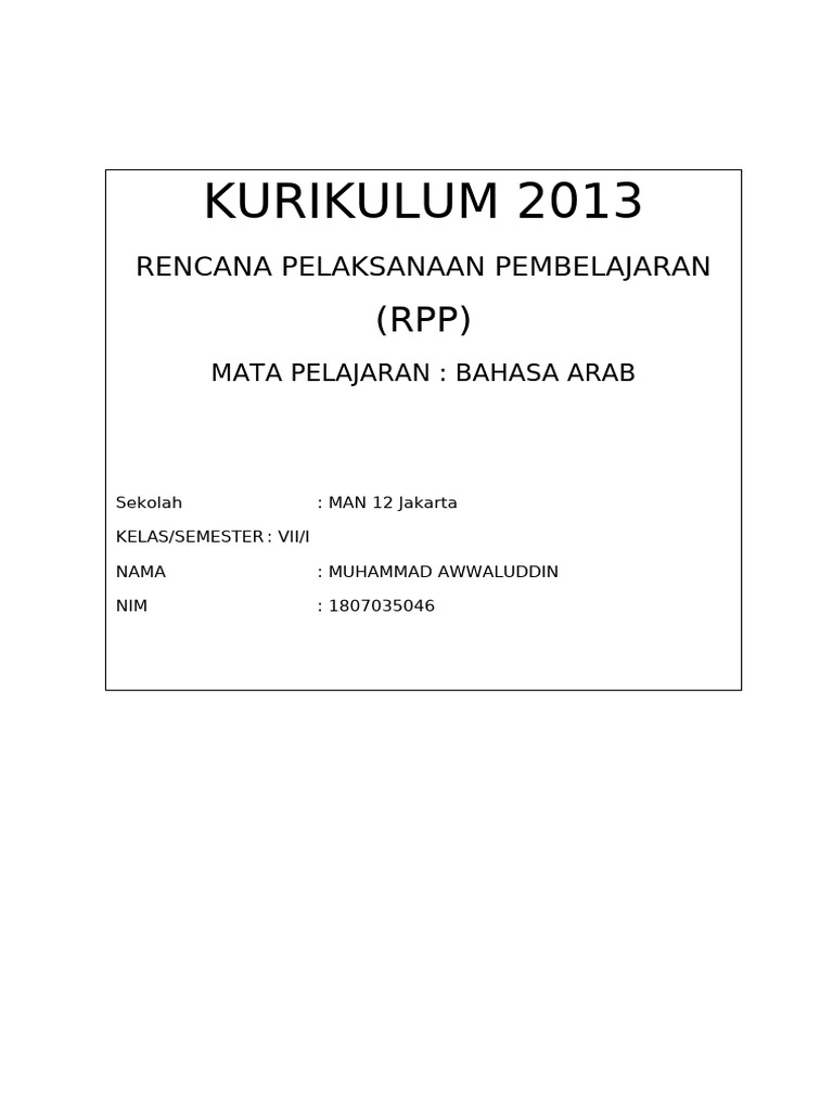 RPP Awwaludin Micro Teaching | PDF