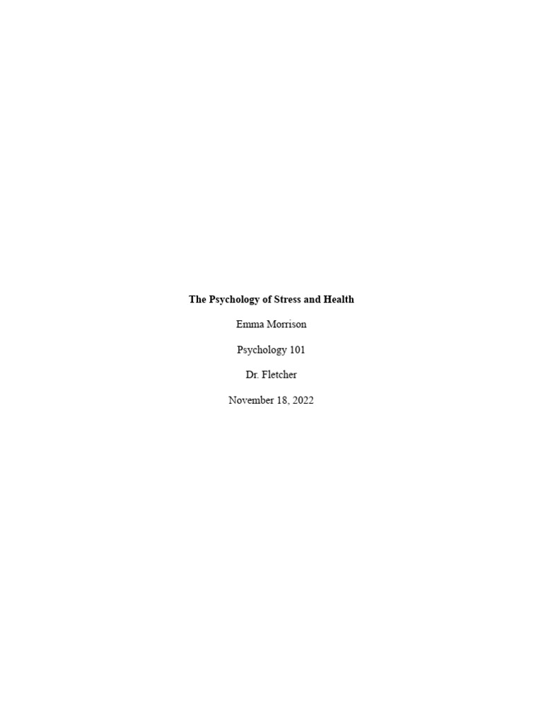 Psychology Stress Paper | PDF | Stress (Biology) | Mood (Psychology)