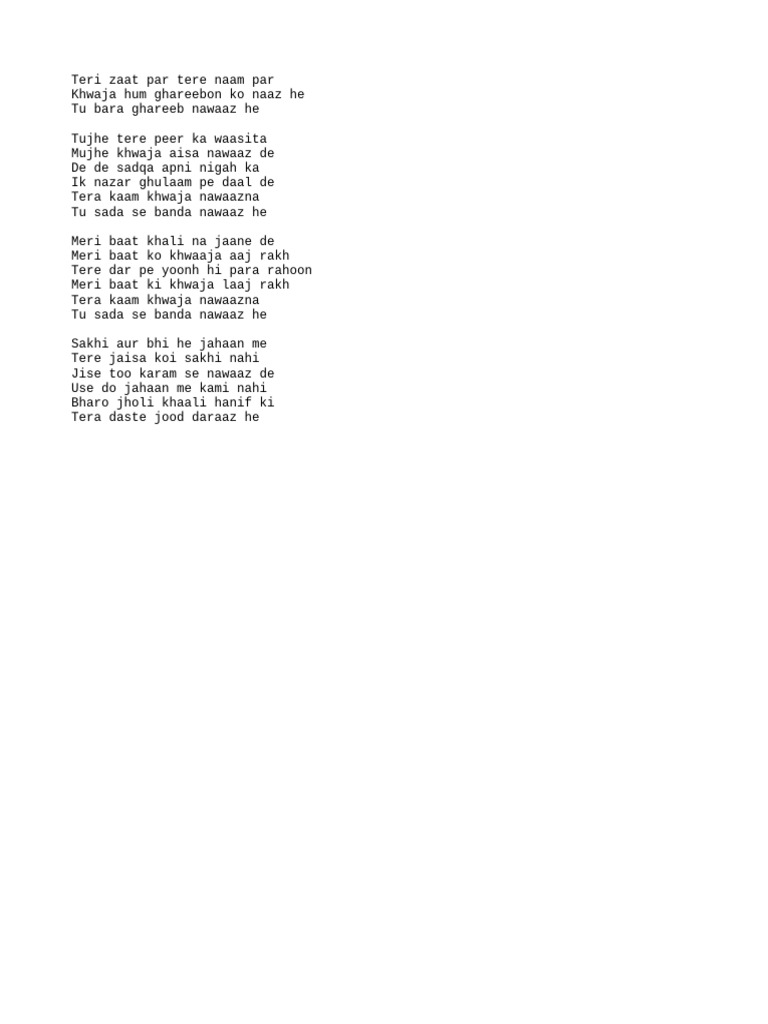 Khwaja Ghareeb Nawaz Devotional Poem | PDF