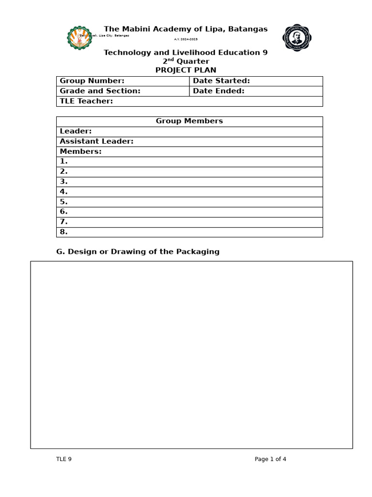 Part 2 G9 Project Plan Template 2nd Quarter | PDF