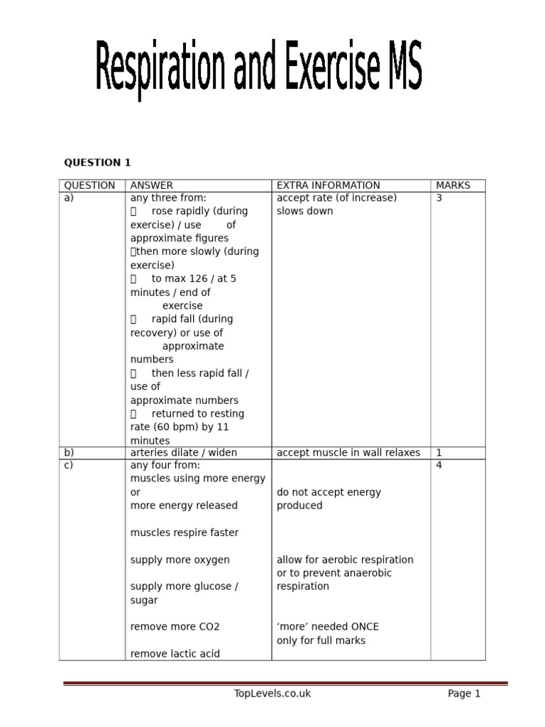 Exercise Physiology Q&A Guide | PDF | Vasodilation | Cellular Respiration