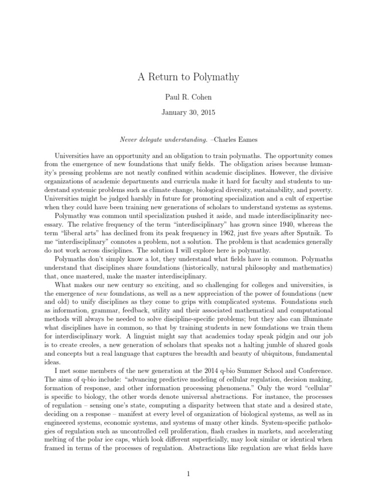 Polymathy | PDF | Interdisciplinarity | Science