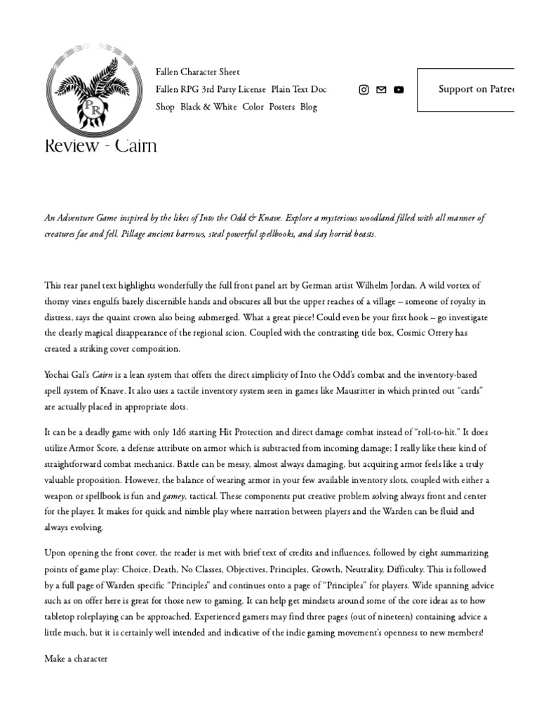 Review - Cairn - Perplexing Ruins | PDF | Role Playing Games