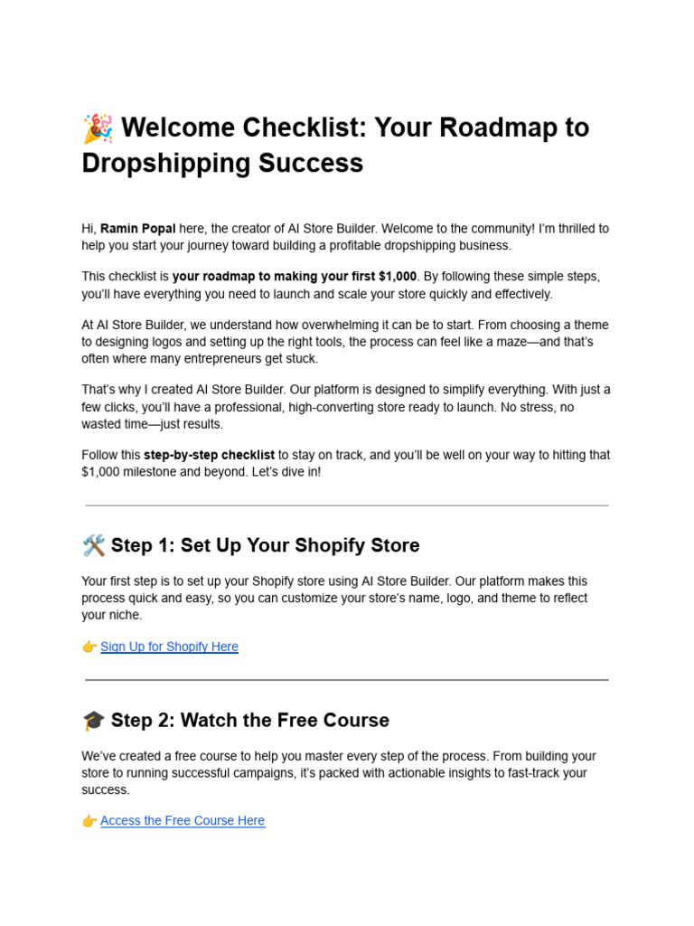 Welcome Checklist PDF (1) | PDF