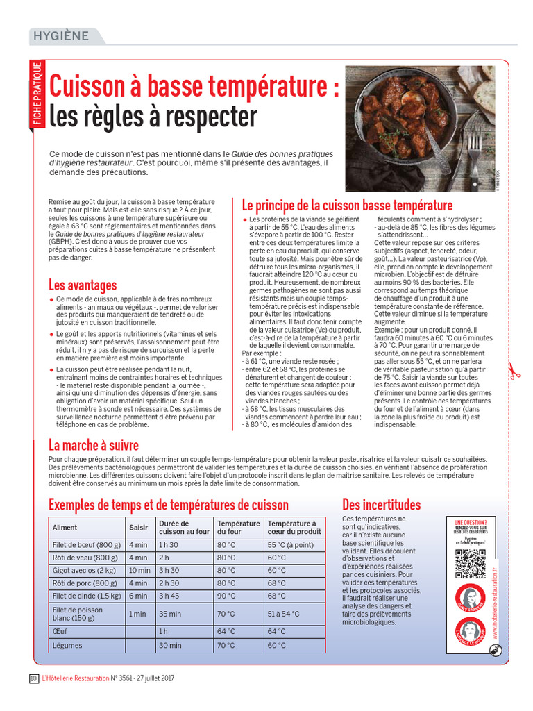 Règles de cuisson à basse température | PDF | Viande | Cuisine
