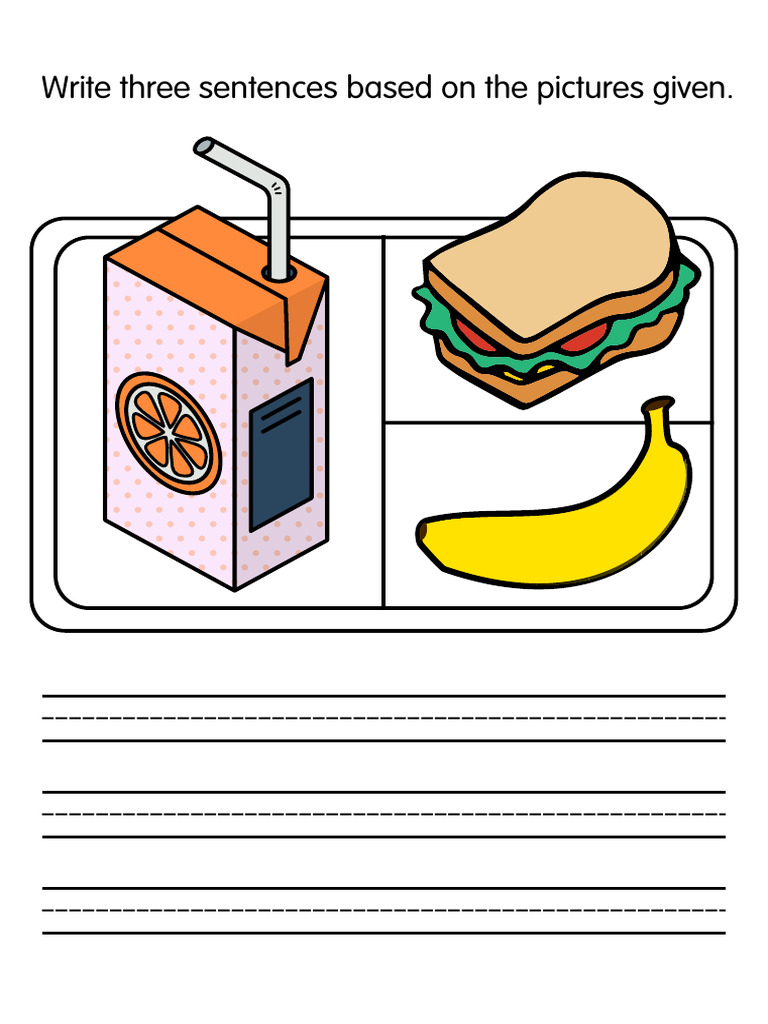 Write Three Sentences Based On The Pictures Given. | PDF