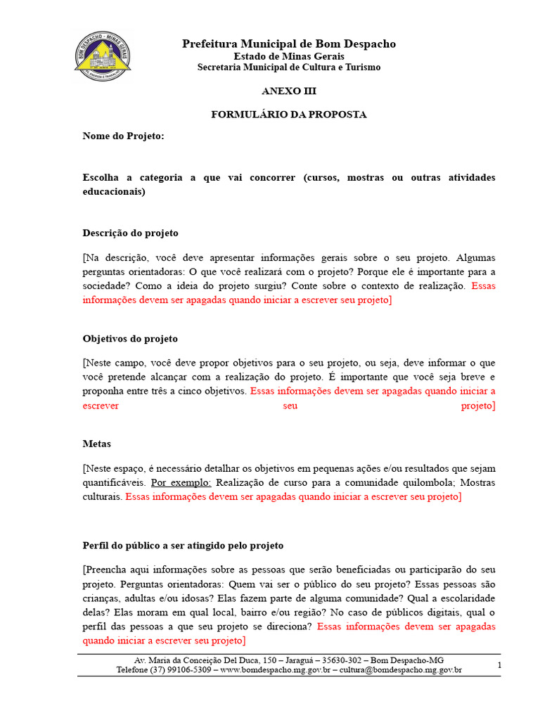 Formulário de Proposta Cultural | PDF | Acessibilidade