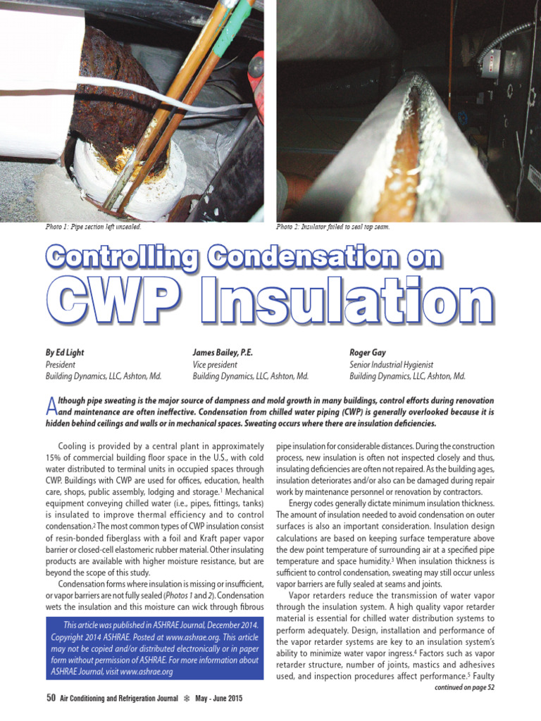 Controlling Condensation on CWP Insulation | PDF | Building Insulation | Thermal Insulation