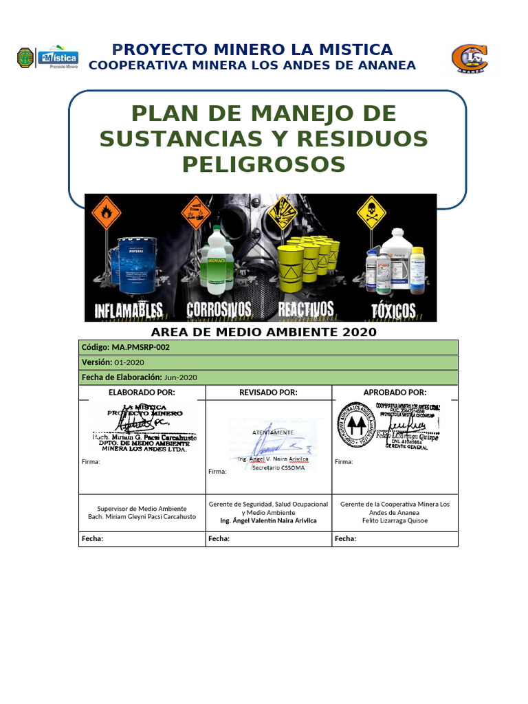 MANEJO DE SUSTANCIAS PELIGROSAS - Covid | PDF | Residuos | Materiales