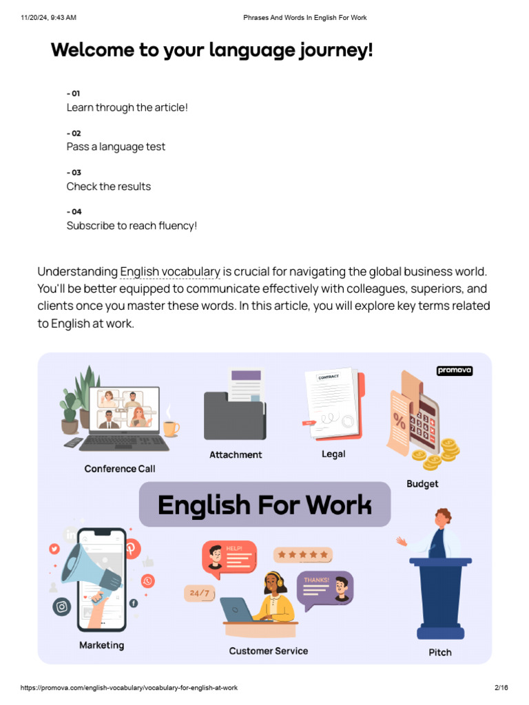 Essential English Vocabulary for Work | PDF | Business