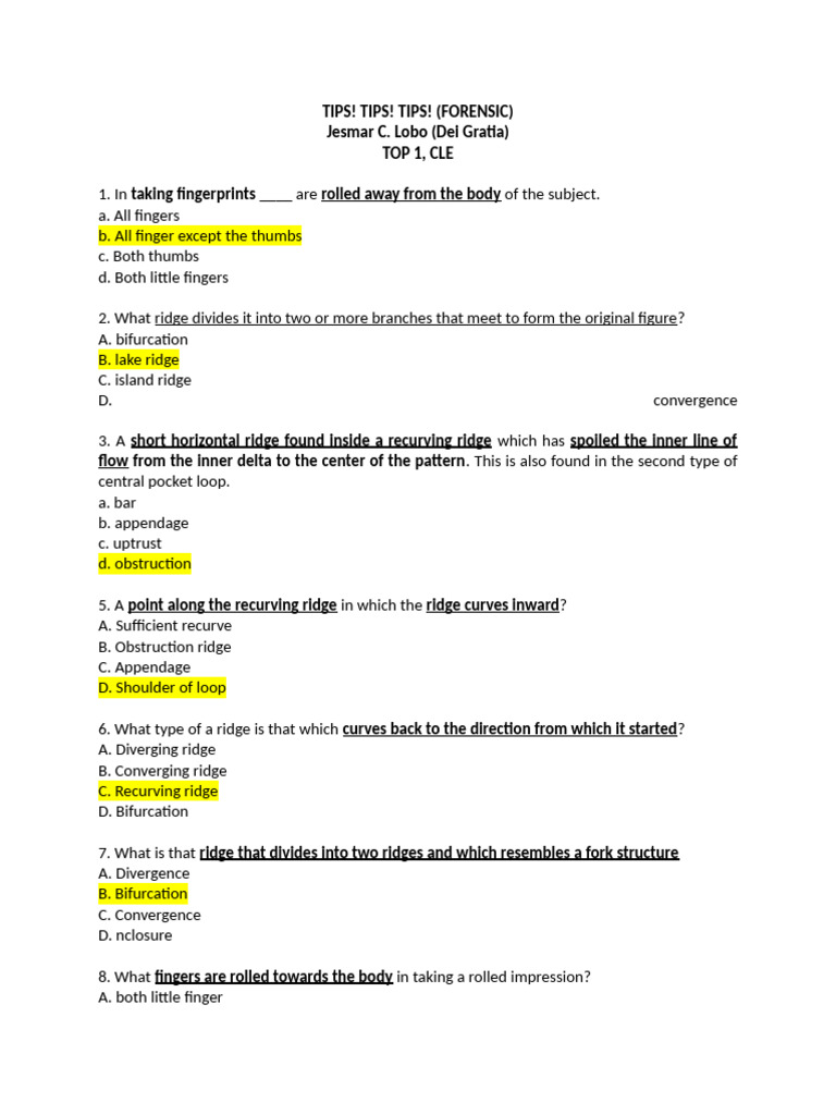 Tips Forensic | PDF | Fingerprint | Cartridge (Firearms)