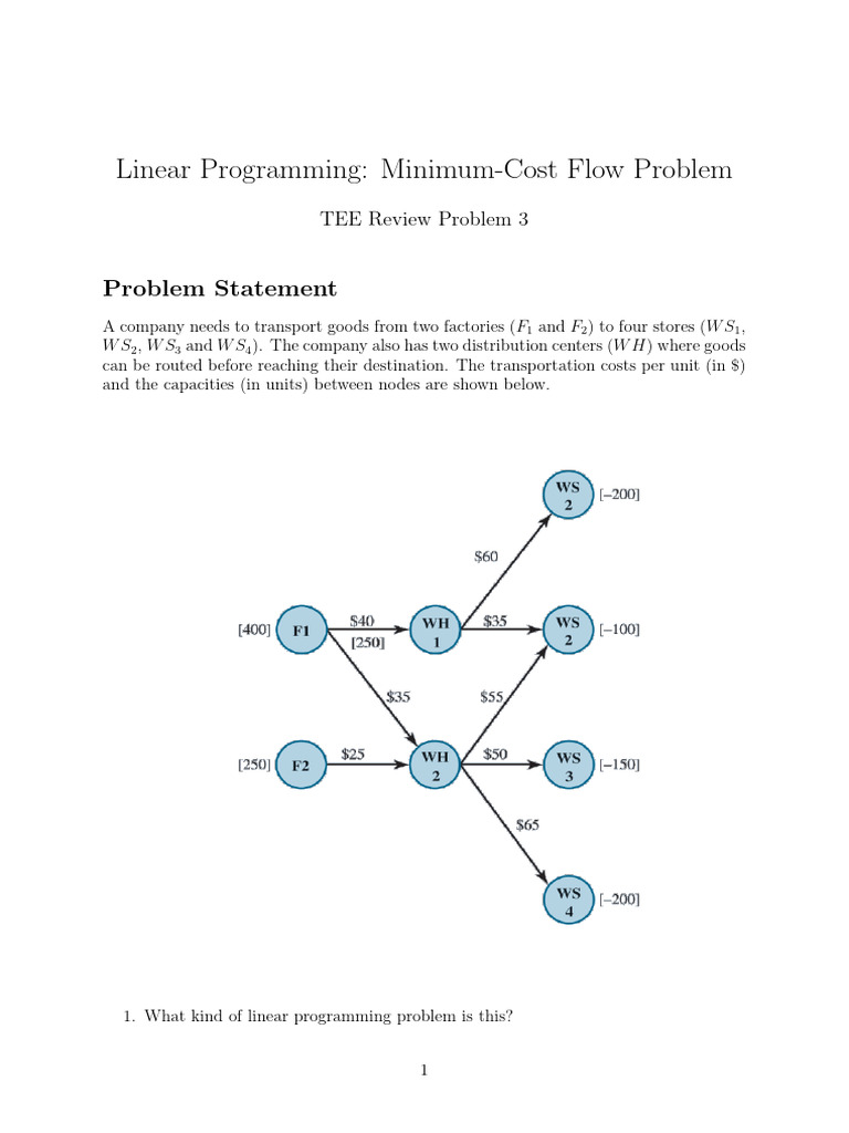 Minimum-Cost Flow Problem Analysis | PDF