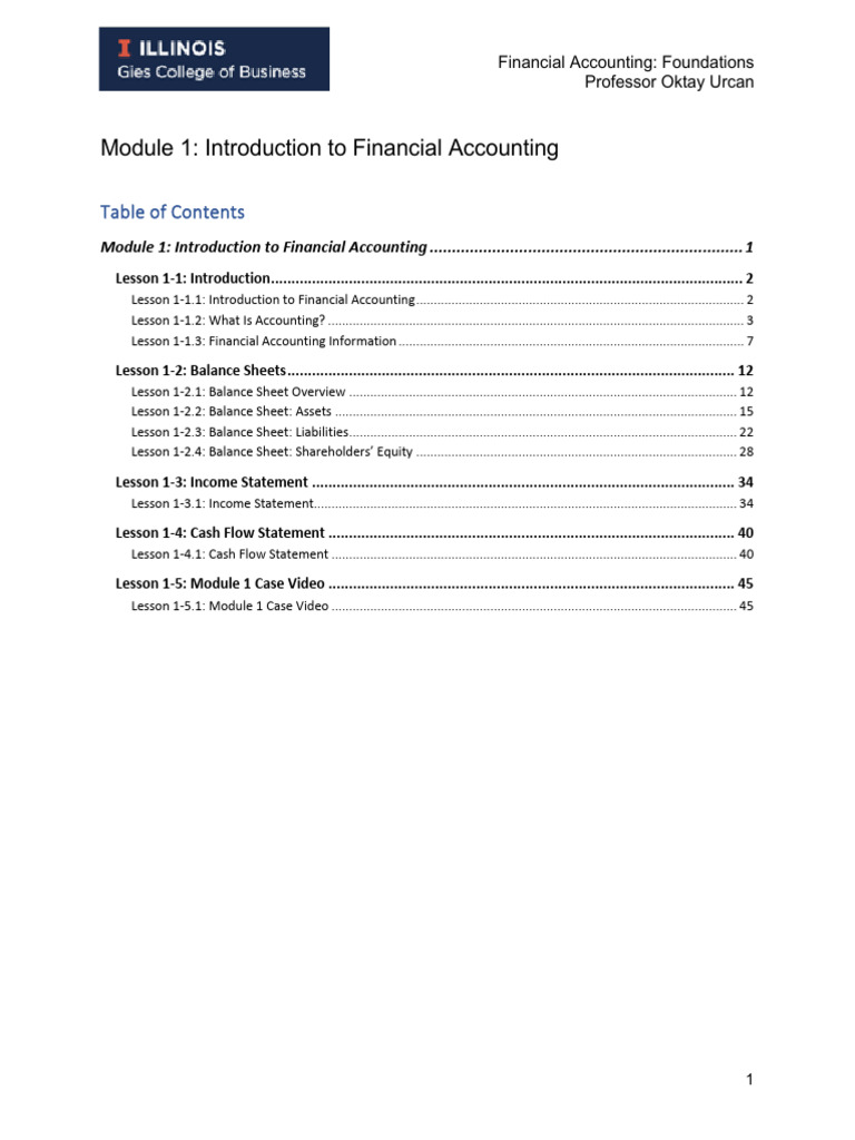 Module 1 Lecture Transcript - Financial Accounting Foundations | PDF | Equity (Finance ...