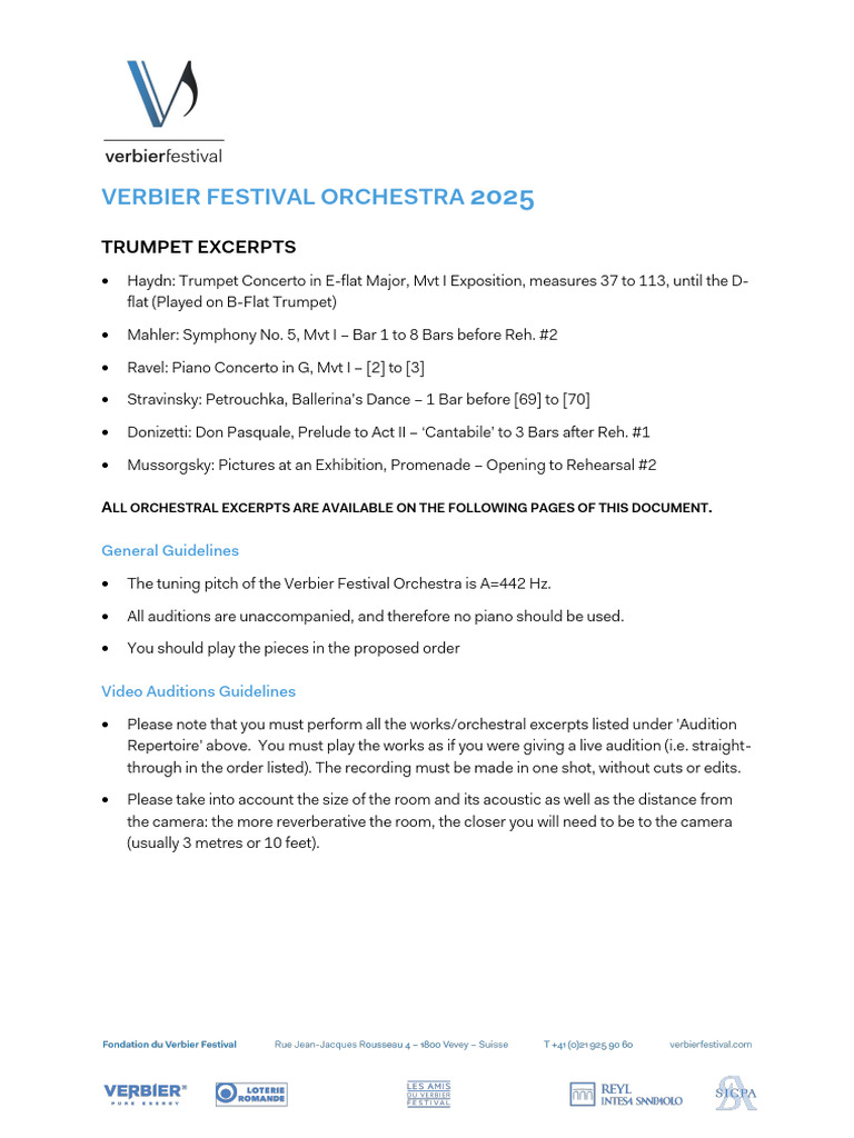 Trumpet VFO Auditions 2025 | PDF