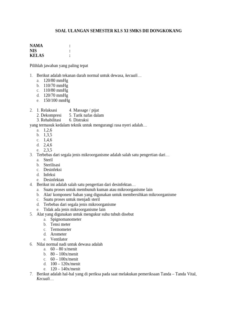 SOAL KDTK KLS XI SMK DONGKOKANG | PDF