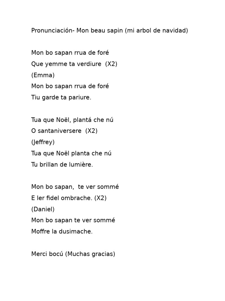 Mon Beau Sapin | PDF