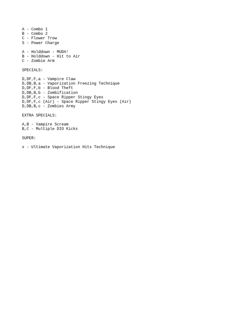 Fighting Game Move List | PDF