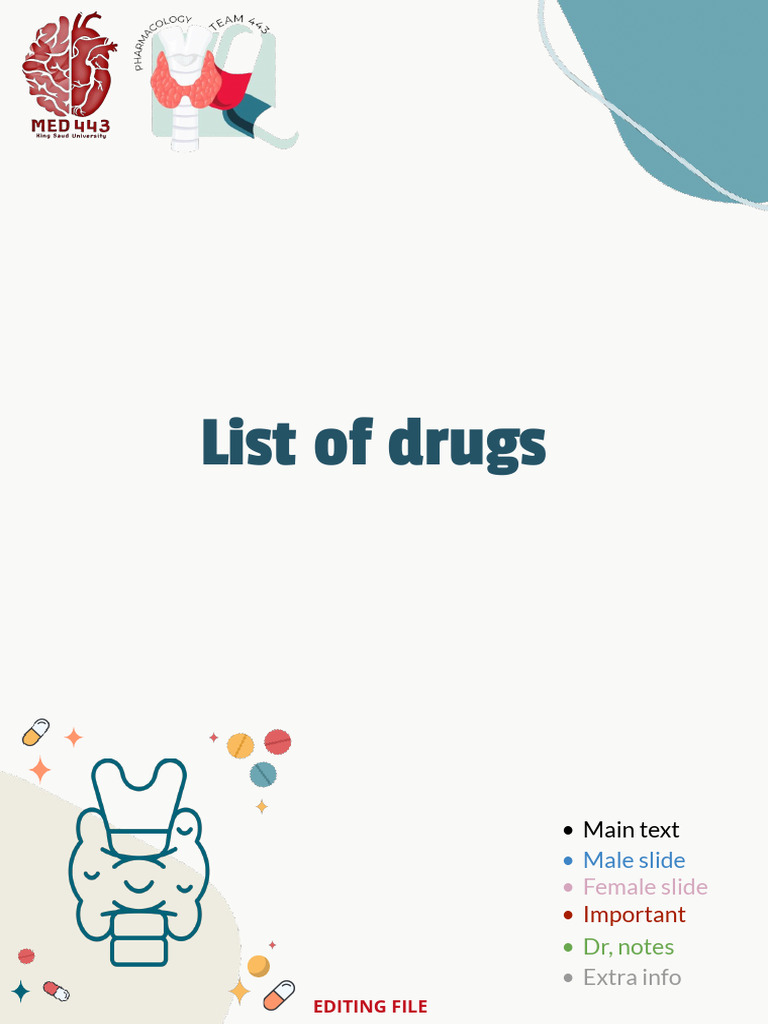 List of Endocrine Diseases Drugs | PDF | Growth Hormone | Hyperthyroidism