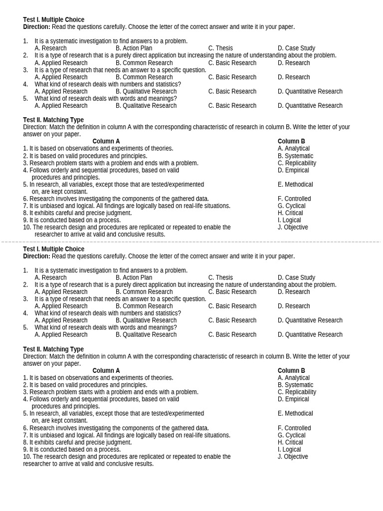 quiz module 1 | PDF | Quantitative Research | Experiment