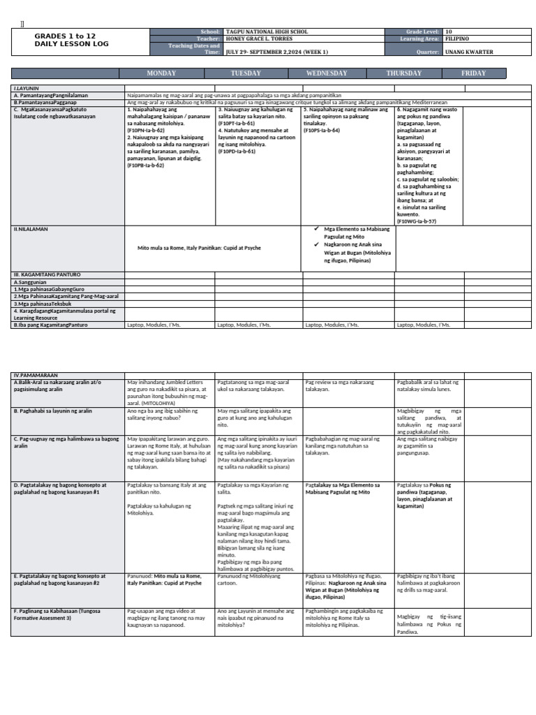 q1 DLL Fil10 Module 1 | PDF