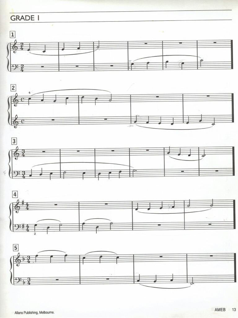 Sight Reading 2 - Grade 1 | PDF