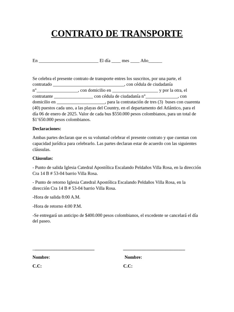 Contrato de Transporte | PDF