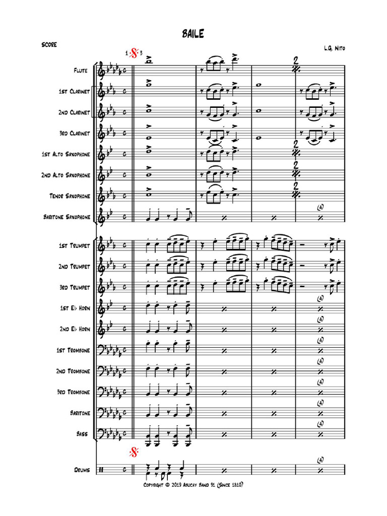Baile Score and Parts L.G. Nito | PDF