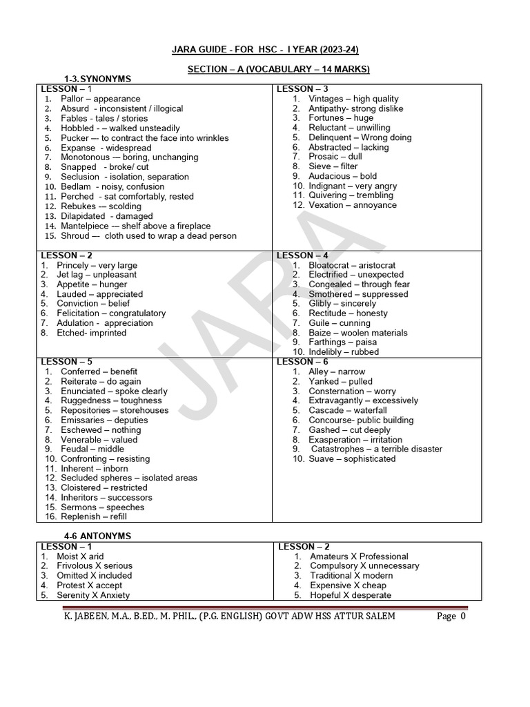 Xi, 3rd English Assignment | PDF