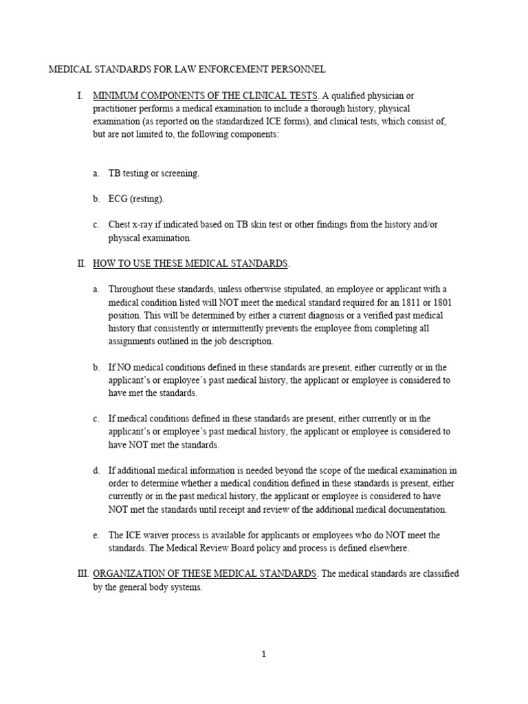 Medical Standards for Law Enforcement | PDF | Anatomical Terms Of ...