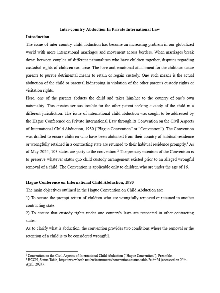 Inter-Country Child Abduction Law Insights | PDF | Child Custody ...