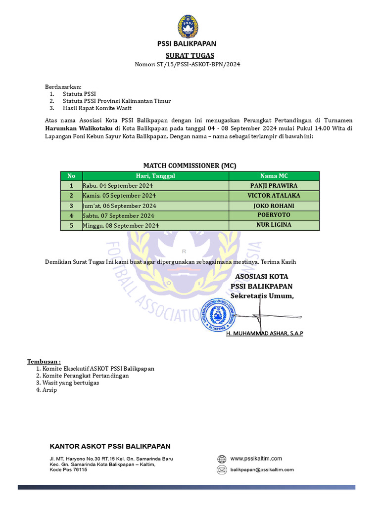 015 Surat Tugas Perangkat MC | PDF