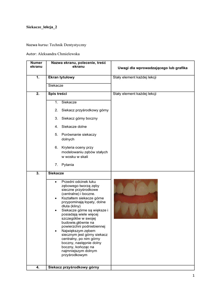 Lekcja 2 Techniki Dentystyczne | PDF