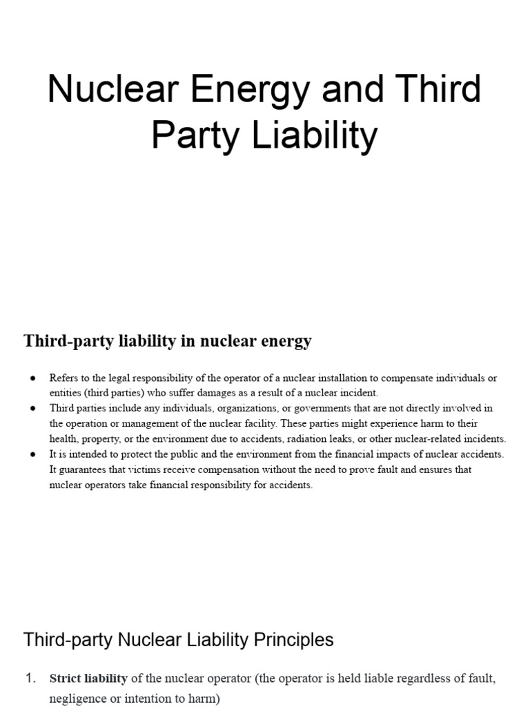 Nuclear Energy and Third Party Liability | PDF | Legal Liability ...