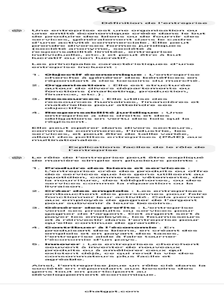 Définition de L'entreprise | PDF