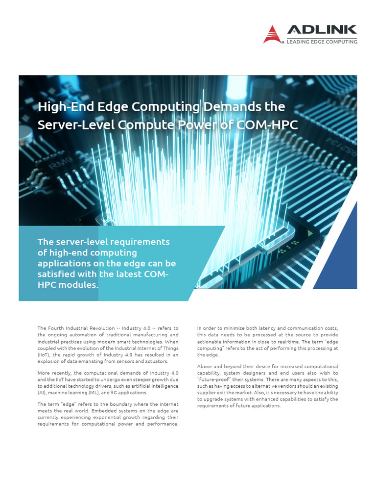 High End Edge Computing Demands The Server Level Compute Power of COM HPC | PDF | Artificial ...