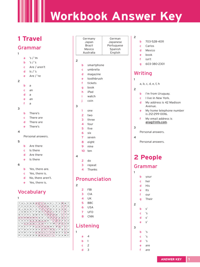 AM INSIDE OUT EV ELEM WB FULL AnswerKeys | PDF