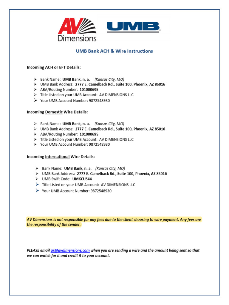 ACH and Wire UMB AVD 8930 International Domestic Both Logos 1 | PDF