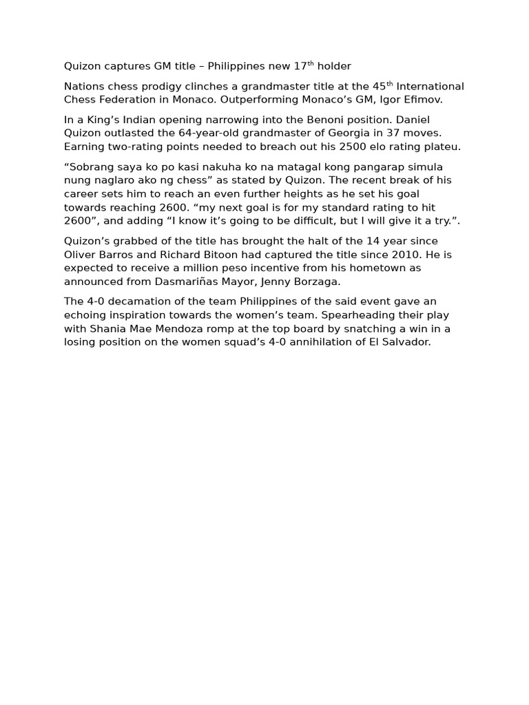 Daniel Quizon GM | PDF