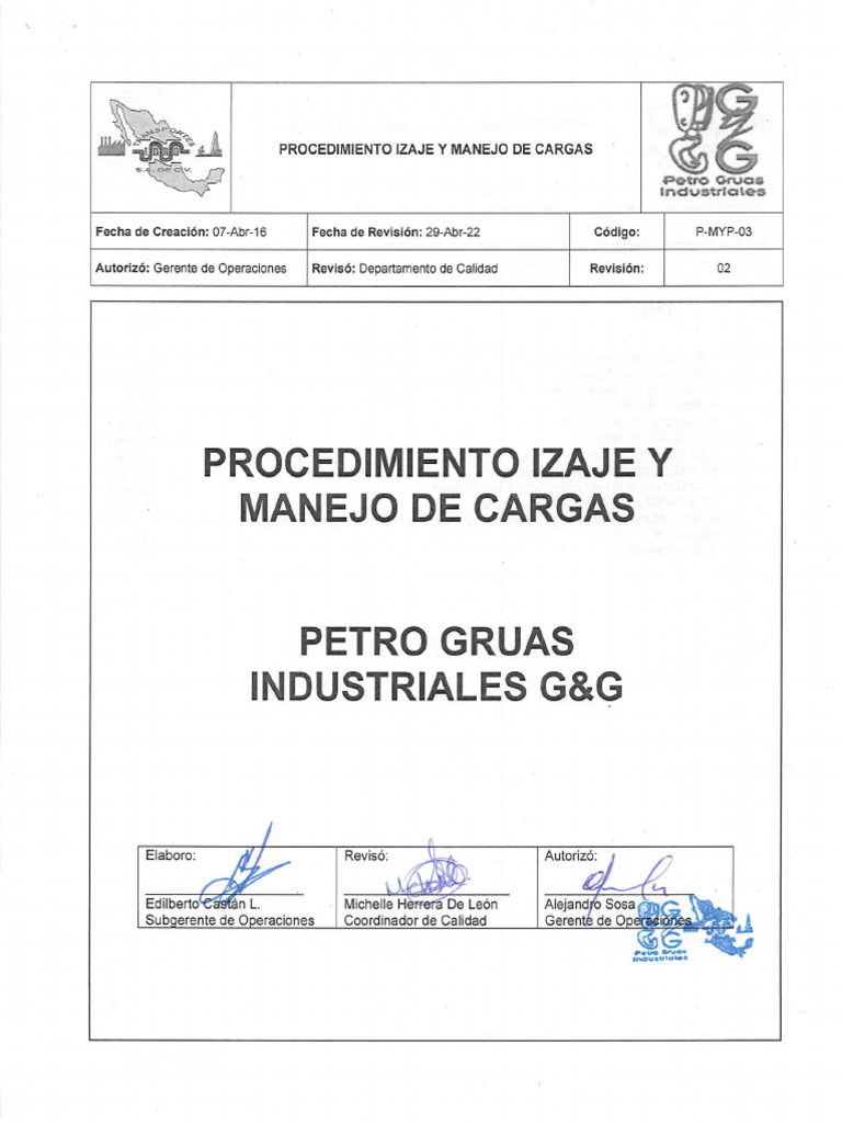 P-myp-03-02 Procedimiento Izaje y Manejo de Cargas | PDF