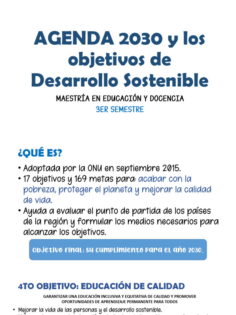 AGENDA 2030 y Los Objetivos de Desarrollo Sostenible | PDF