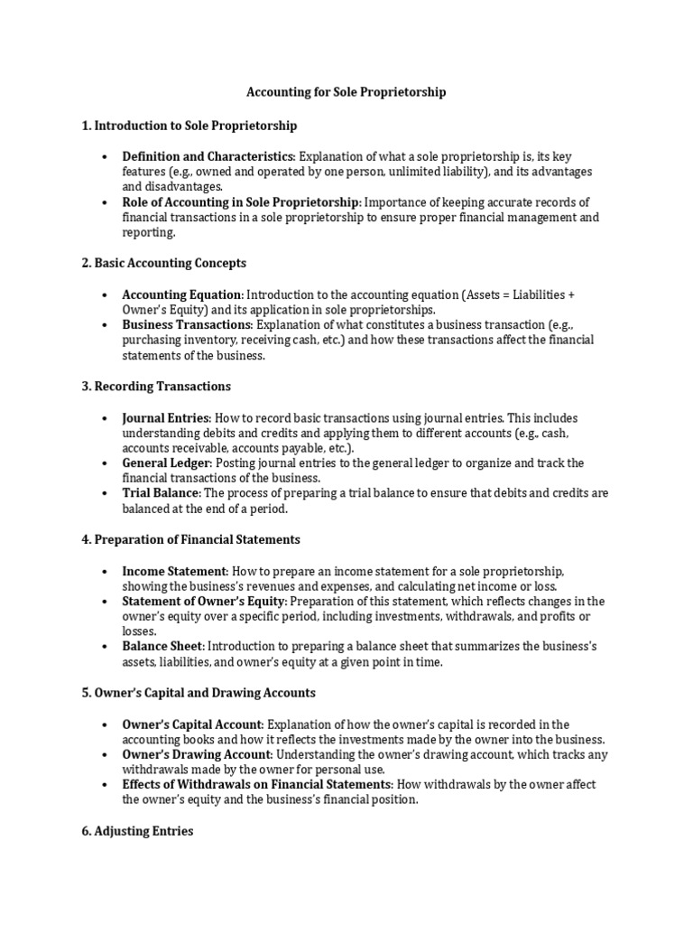 Accounting For Sole Proprietorship | PDF | Debits And Credits | Balance ...