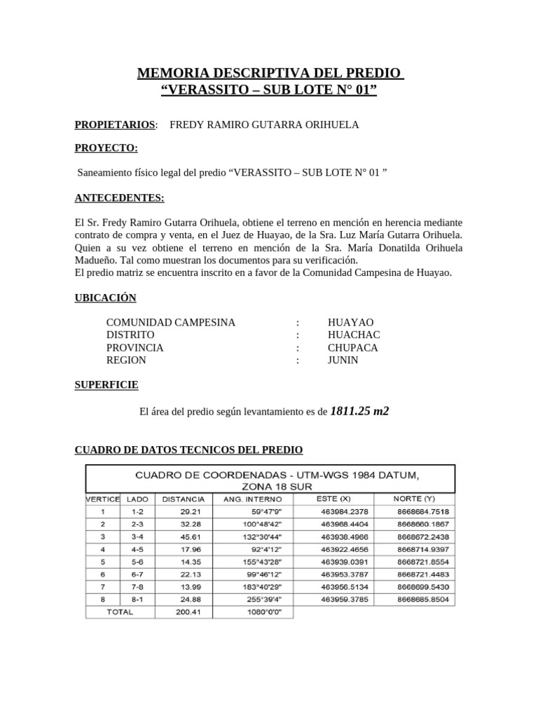 M.D. FREDY GUTARRA - Lote N° 1 | PDF