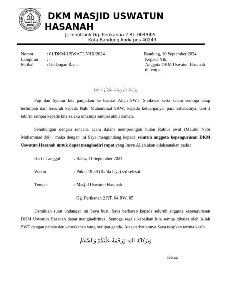 undangan rapat DKM | PDF