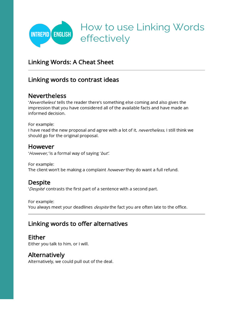 Linking-Words-Cheat-Sheet-1 | PDF